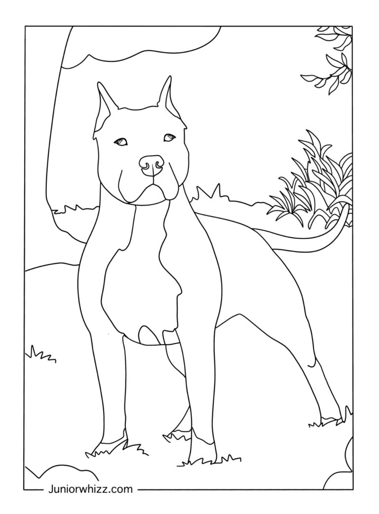 Pitbull Coloring Pages For Kids & Adults (14 Printable PDFs)