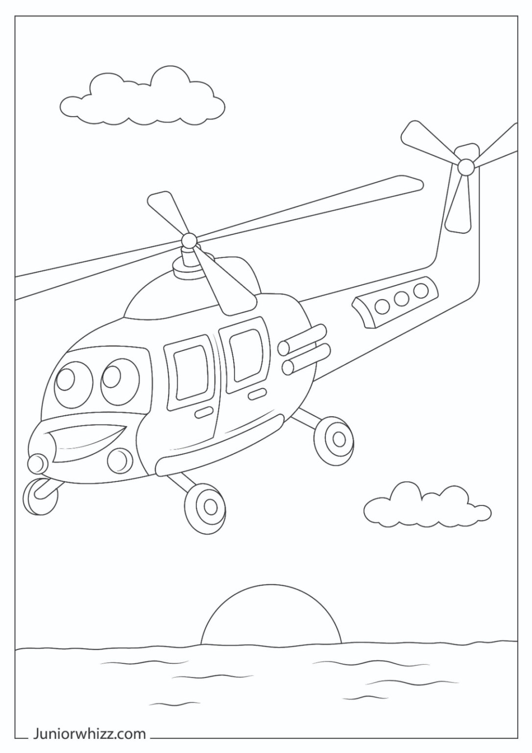 Helicopter Coloring Pages & Book (12 Printable PDF Sheets)