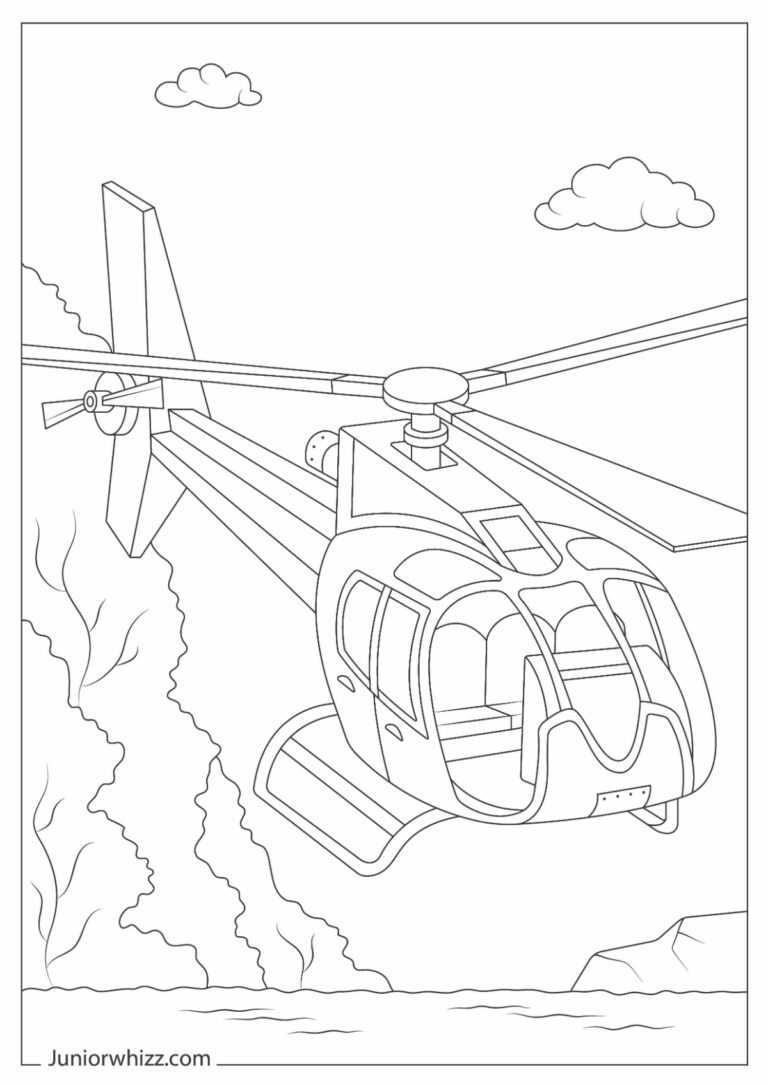 Helicopter Coloring Pages & Book (12 Printable PDF Sheets)