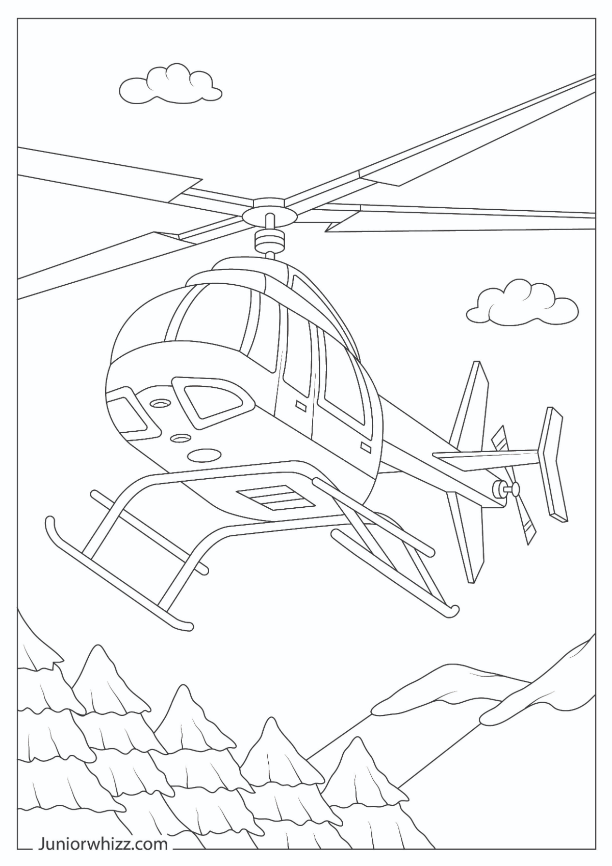 Helicopter Coloring Pages & Book (12 Printable PDF Sheets)