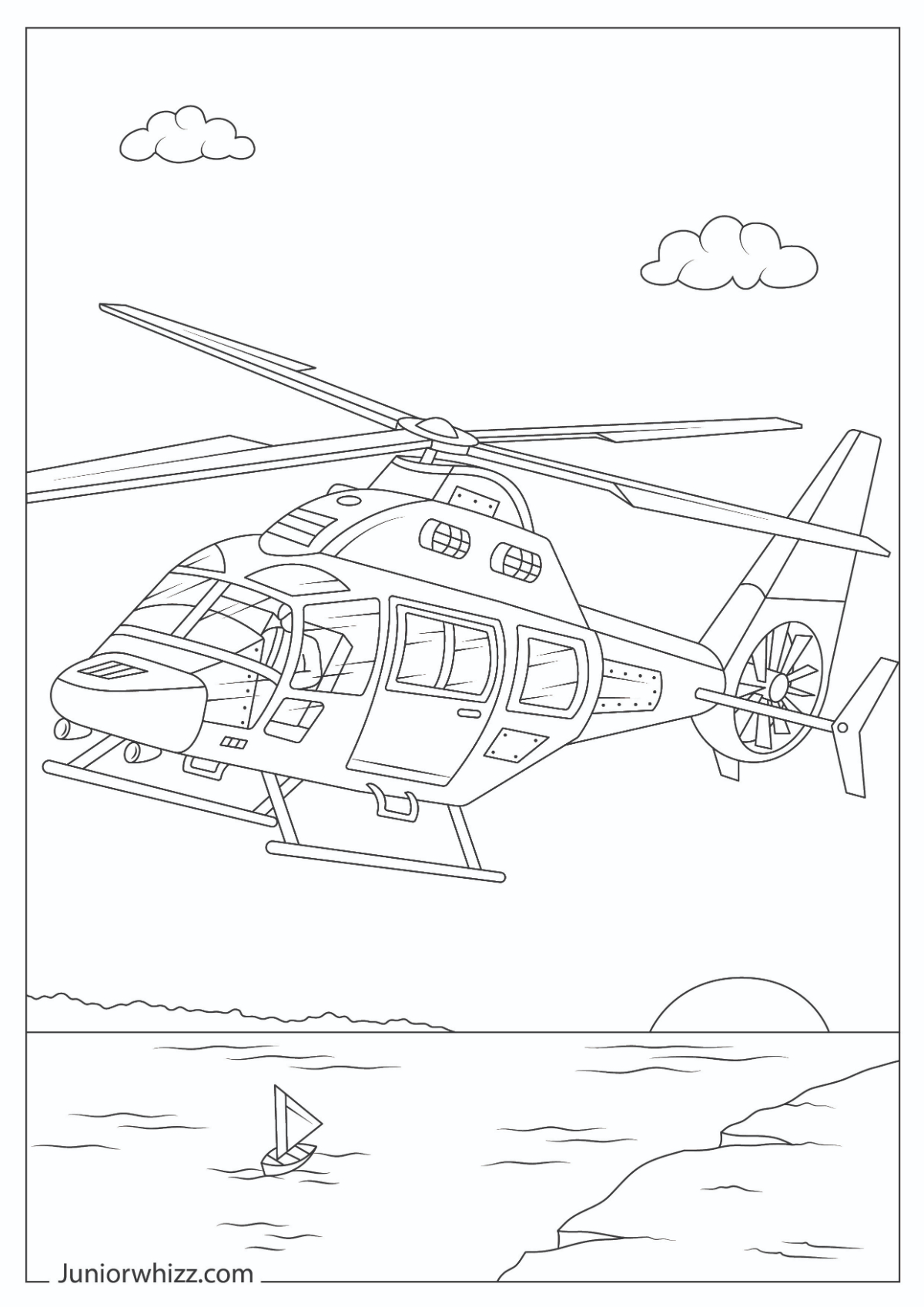 Helicopter Coloring Pages & Book (12 Printable PDF Sheets)