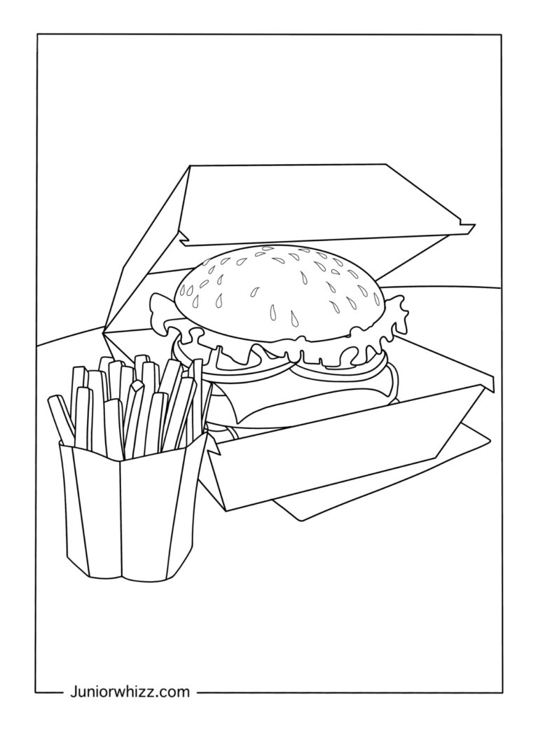 Hamburger Coloring Pages and Book (13 Printable PDFs)
