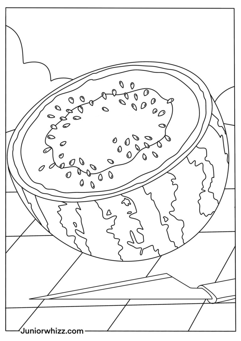 Watermelon Coloring Pages for Kids (14 Printable PDFs)