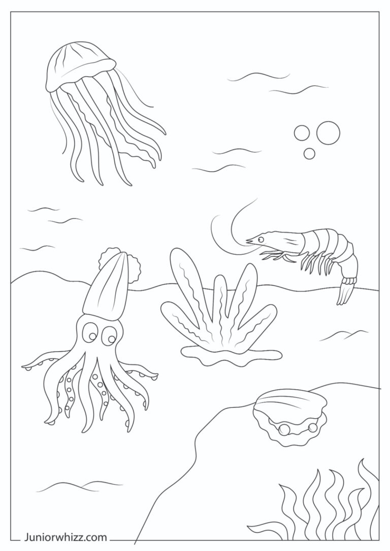 Sea Creatures Coloring Pages With Book (Printable PDFs)