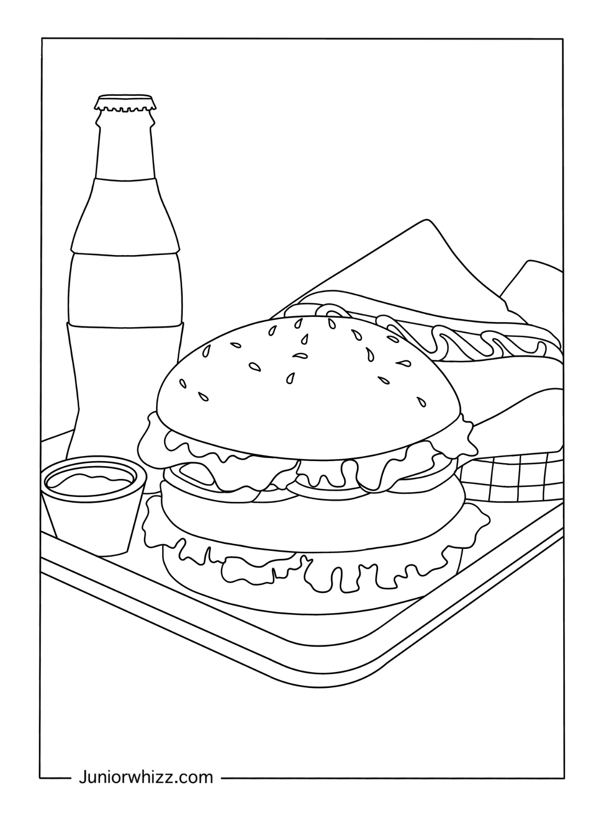 Hamburger Coloring Pages and Book (13 Printable PDFs)