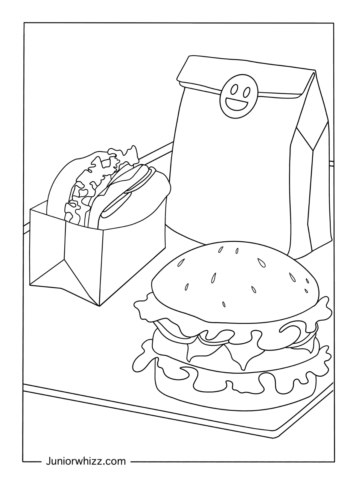Hamburger Coloring Pages and Book (13 Printable PDFs)