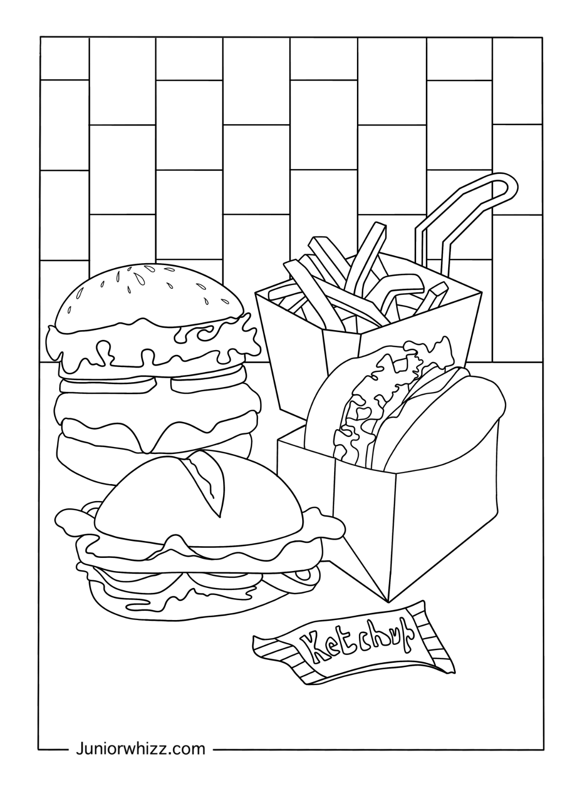 Hamburger Coloring Pages and Book (13 Printable PDFs)