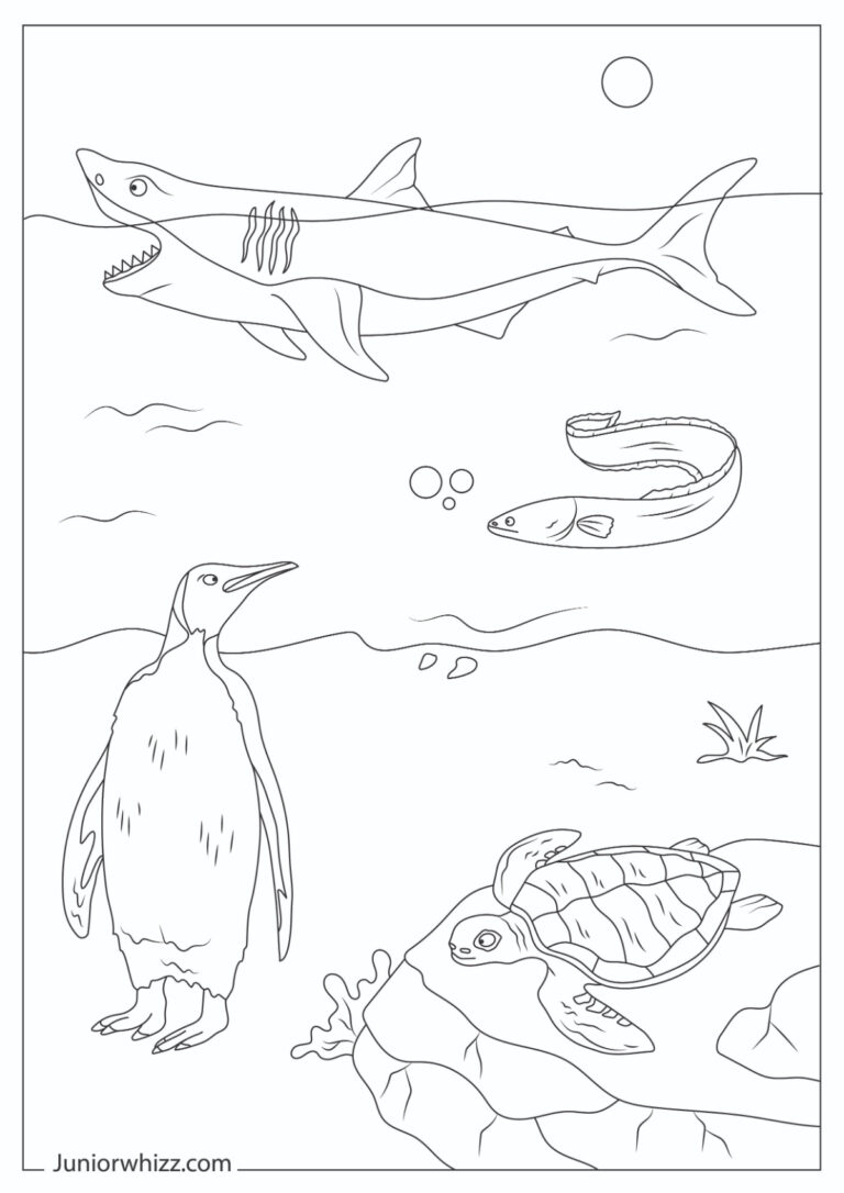 Sea Creatures Coloring Pages With Book (Printable PDFs)
