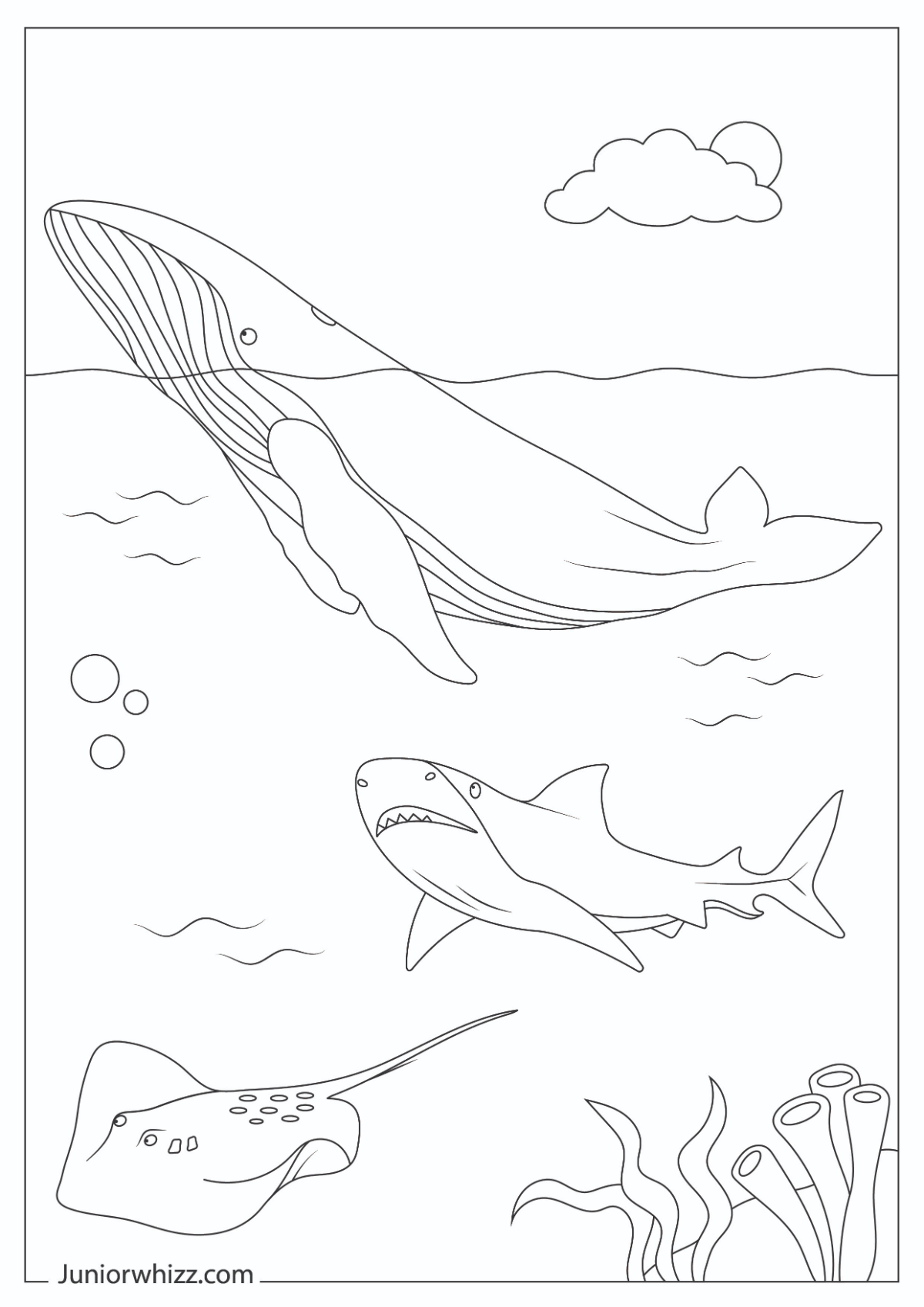 Sea Creatures Coloring Pages With Book (Printable PDFs)