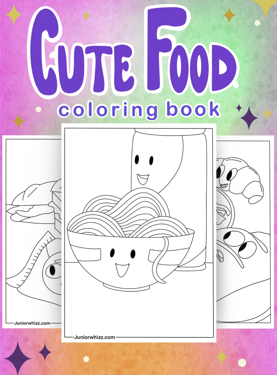 Easy Food Coloring Pages for Kids (16 Printable PDFs)