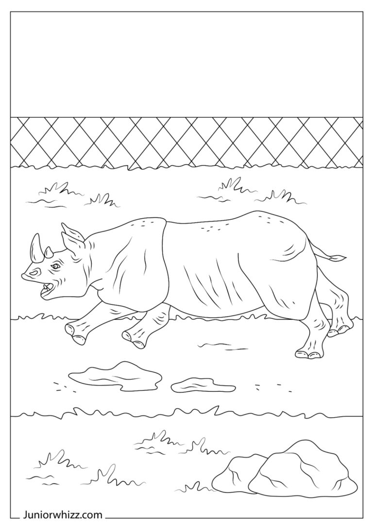 Rhino Coloring Pages and Book (13 Free Printable PDFs)