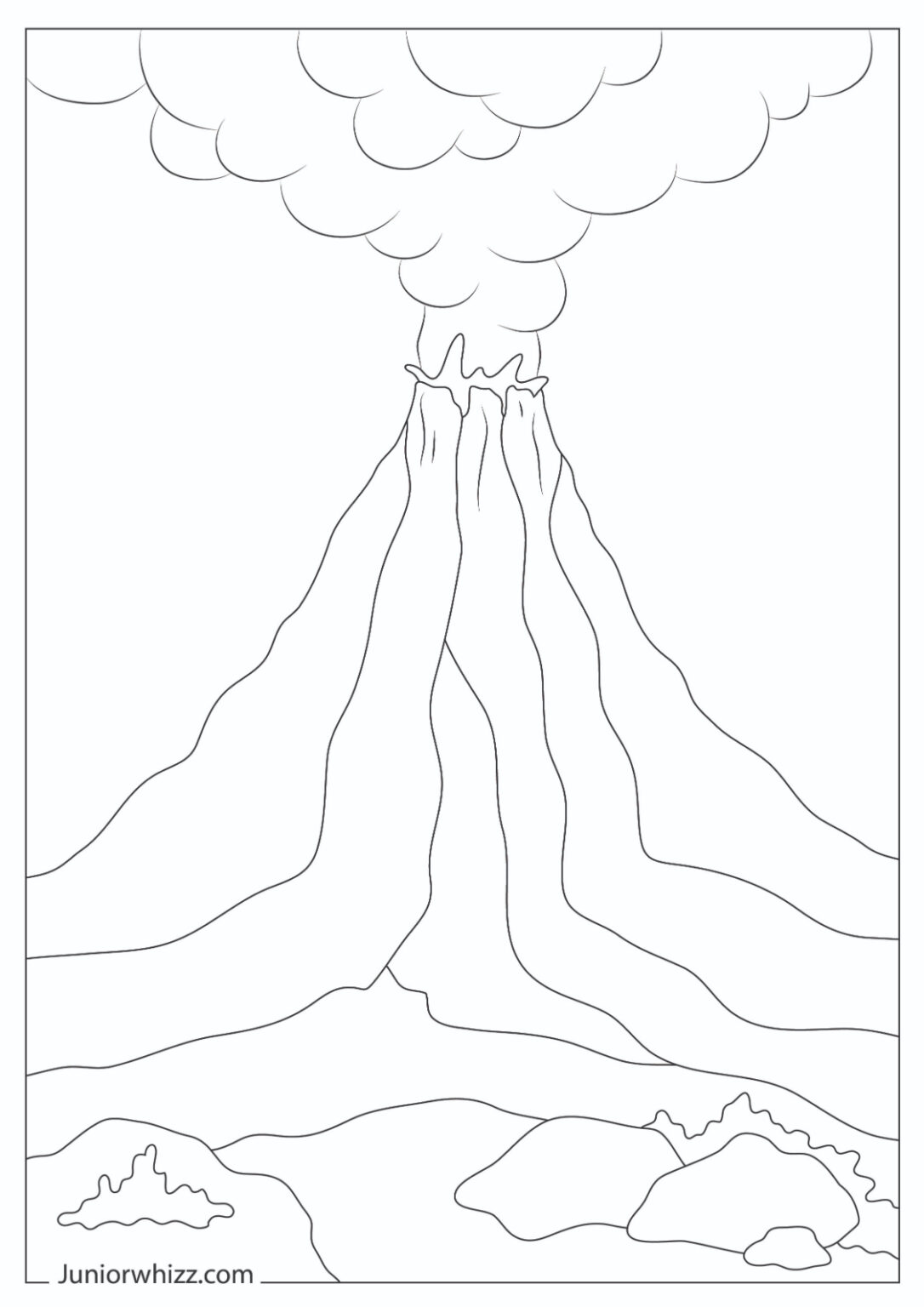 Volcano Coloring Pages with Book (12 Printable PDFs)