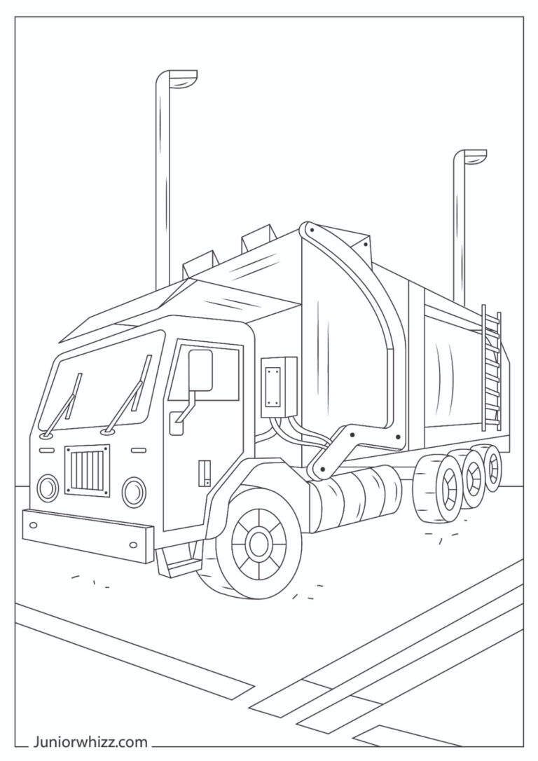 Garbage Truck Coloring Pages for Kids (12 Printable PDFs)