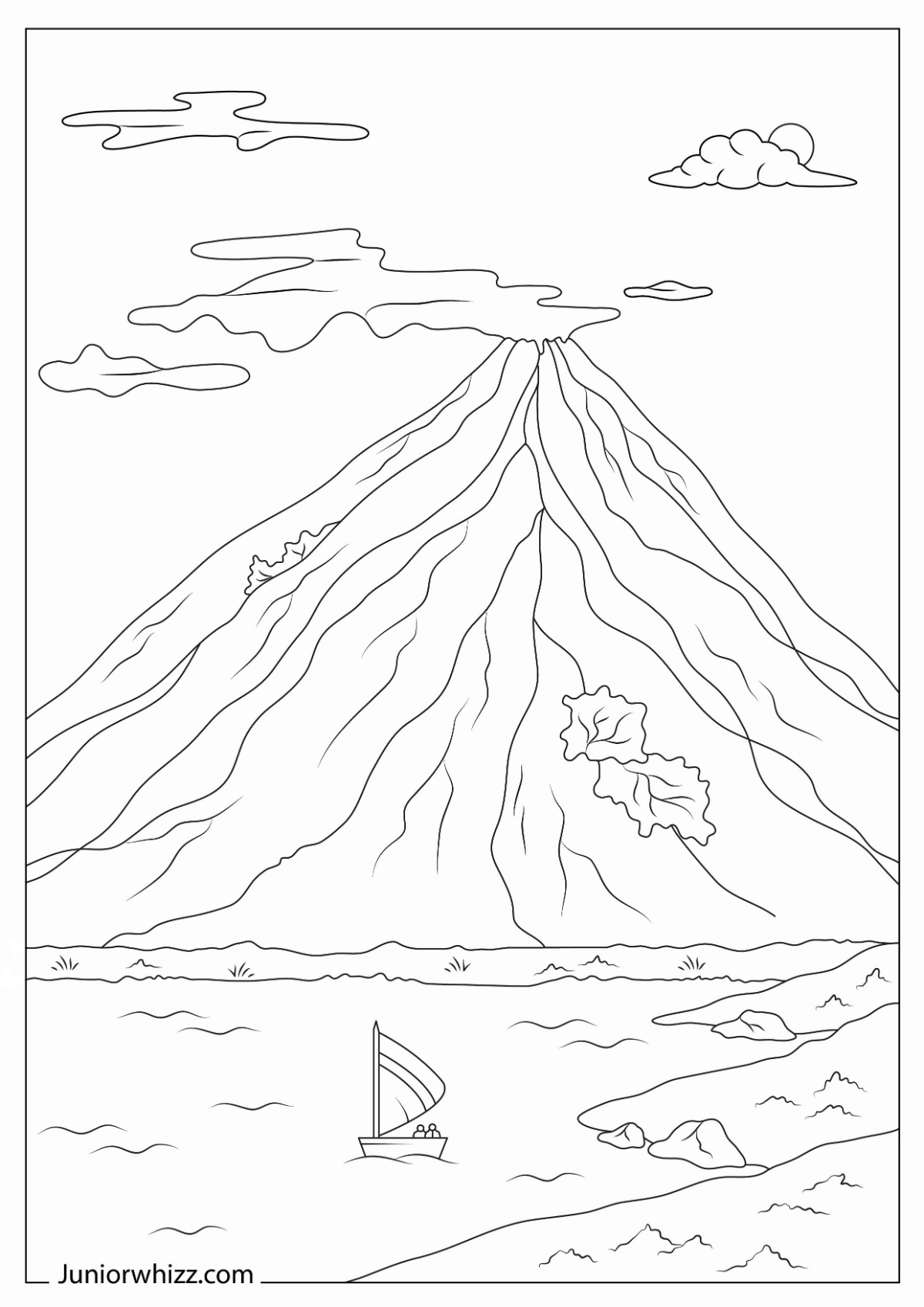 Volcano Coloring Pages with Book (12 Printable PDFs)