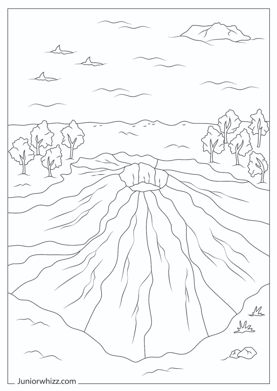 Volcano Coloring Pages with Book (12 Printable PDFs)